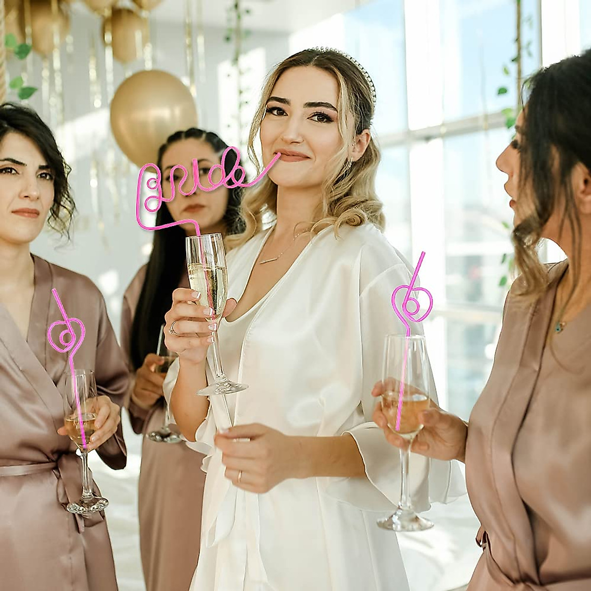 12 Pcs Reusable Bride Straws Bride Heart Shape Plastic Straws Bride to Be Straws for Bachelorette Bridal Shower Wedding Engagement Party Decorations Supplies