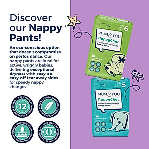 Mum & You Nappychat Premium Performance Eco Diapers, Size 3 (42 Diapers) Smart Tube Technology. Leak Protection. 100% Recyclable. Hypoallergenic, Dermatologically-Tested. No Lotion, Perfume or Dyes.