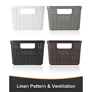 EOENVIVS Plastic Storage Basket with Lids Set of 6 Lidded Storage Bins Shelf Baskets for Organizing Containers Small Baskets for Shelves Drawers Desktop Closet Playroom Classroom Office, Grey