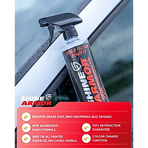 SHINE ARMOR Iron & Fall Out Remover Quick Rust & Iron Remover for Car Detailing Non Acid PH Balanced Solution 16 Fl Oz