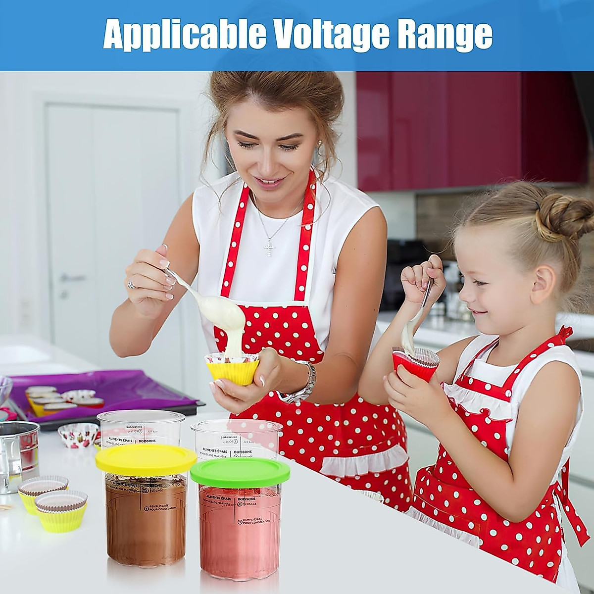 Containers Replacement for Ninja Creami Pints and Lids 4 Pack, Ninja Creami Deluxe NC501 NC500 Series Ice Cream Makers Containers, Reusable Creami Pint Containers with Leak Proof Lids, Dishwasher Safe