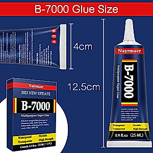 B-7000 Jewelry Glue with Precision Tip, High Flexible Craft Glue, Waterproof Rhinestone Glue for Jewelry, Craft DIY, Clothes, Shoes (25ml)