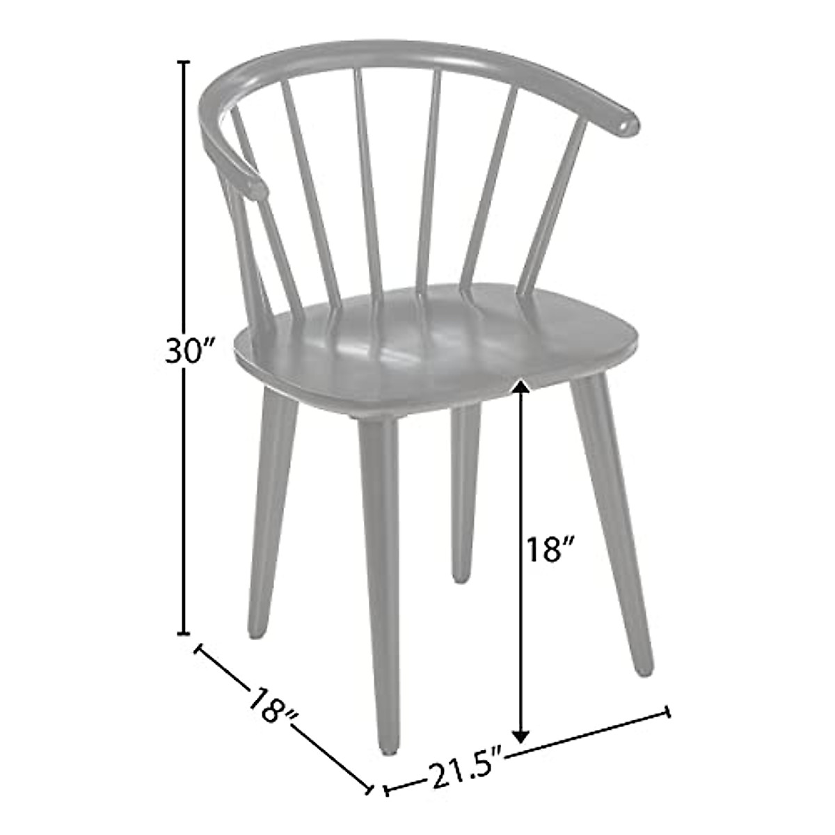 Target Marketing Systems Set of 2 Florence Dining Chairs with Low Windsor Spindle Back, Set of 2, Black