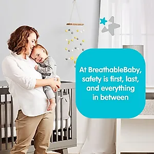 AirflowBaby Breathable Mesh Liner for Full-Size Cribs, 9" H (23cm) Essential 2mm Mesh, Gray (Size 4FS Covers 3 or 4 Sides)