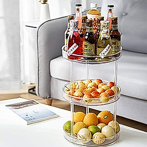 Lazy Susan Turnable Cabinet Organizer, Multifunctional 3 Tier 360 Rotating Clear Cabinet Organizer Large Spinning Spice Containers Cosmetic Can Organizers for Kitchen Pantry Bathroom