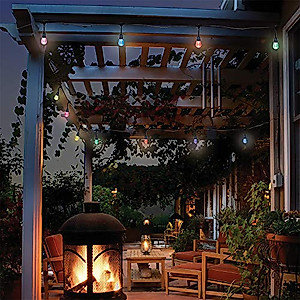 Honeywell 24FT Linkable Water Resistant LED Indoor Outdoor Color Changing String Light with Remote Control, Commercial Grade Patio Lights with 8 Plastic E26 Bulbs Create Cafe Ambience in Your Backyard