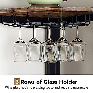 Tribesigns Corner Shelf with Glass Holder, 5 Tier Corner Bookshelf Small Bookcase Wine Bar Cabinet with Storage Display Rack for Living Room, Kitchen, Dining Room, Rustic Brown