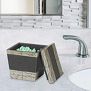 nu steel Rustic Bathroom Q-tip Holder & Jar in Real Cement and Stone for Bathrooms & Vanity Spaces