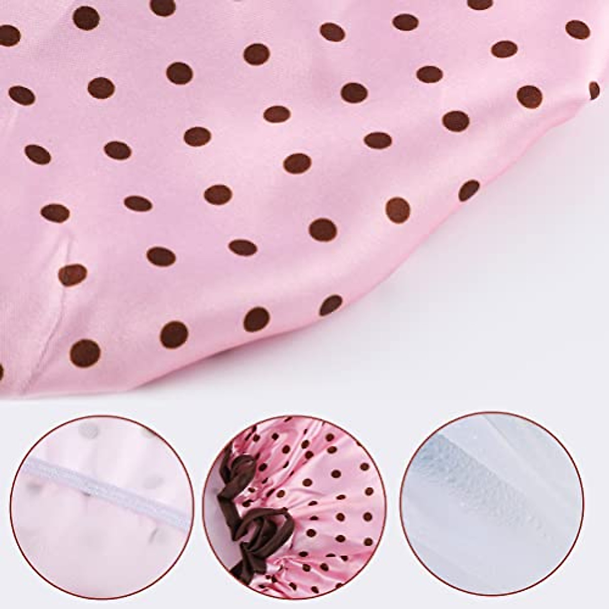 4 Pcs Reusable Shower Cap, Waterproof Shower Cap Elastic Double Layers Shower Hat Bath Caps Stocking Stuffers for Women Girls