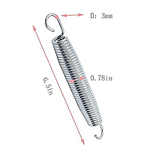 6.5 inch Spring，Galvanized Trampoline Springs a Set of 10packs with Hooks。, Thicker Steel Gauge for Durability. offering The Steel, The thickest Steel Guage,