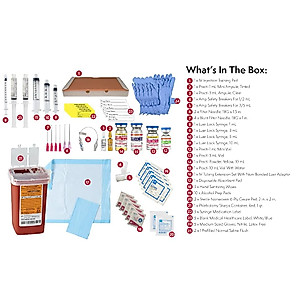 Anatomy Lab Parenteral Medication Training Kit with Injection Pad, 60 Piece Kit Practice to Perfect Venious and Injection Medication Preparation and Administration, Venipuncture and Injection Skills