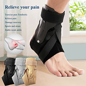 EastVita Ankle Brace for Women Men,Lace Up Braces with Stabilizers,Double Side Pads Fixation for Ankle Protector Injury Recovery, Prevent Re-Injury Skin color L