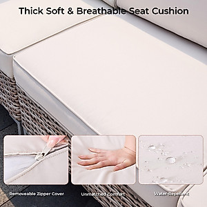 LuxaDomus Patio Furniture Set 5 Pieces, Outdoor Patio Conversation Set with Patio Table, Wicker Outdoor Sofa with Thickened Cushion, PE Rattan Outdoor Furniture Sectional Couch for Garden Backyard