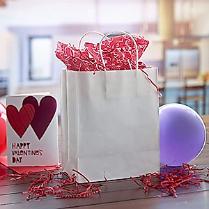 White Kraft Paper Bags with Handles Bulk - Gift Bags Medium Size for Paper Shopping Bags, Party Bags, and Bags for Small Business (8"x4.75"x10" - White Gift Bags Bulk Medium Size 100 Bags)