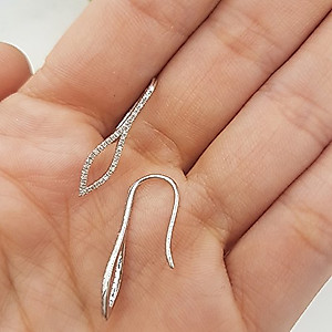 Dazzlingrock Collection 0.20 Carat (ctw) 14K Round Cut Diamond Ladies Flame-shaped Dangling Drop Earrings 1/5 CT, White Gold