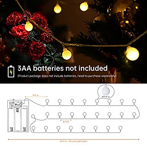 Globe String Lights for Bedroom, Christmas Decoration Ball Lights 33 FT 80 Twinkle LED Battery Operated Fairy Light for Outdoor/Indoor, Classroom, Camping, Bedroom, Party, Garden (Warm White Light)