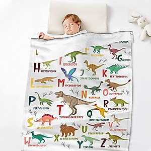Dinosaur Alphabet Blanket-Dinosaur Blanket for Boys, Girls Dinosaur Gift for Dinosaur Lovers-Cozy Soft Flannel Lightweight and Warm Used for Room Bed Camping 40"x50" for Kids Children