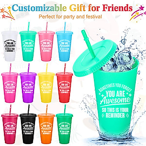 Thank You Gifts You Are Awesome Coffee Mug 24 oz Plastic Tumblers with Lids and Straw Inspirational Reusable Tumblers Appreciation Gift for Coworker Teacher Colleague Employee (24 Pack)