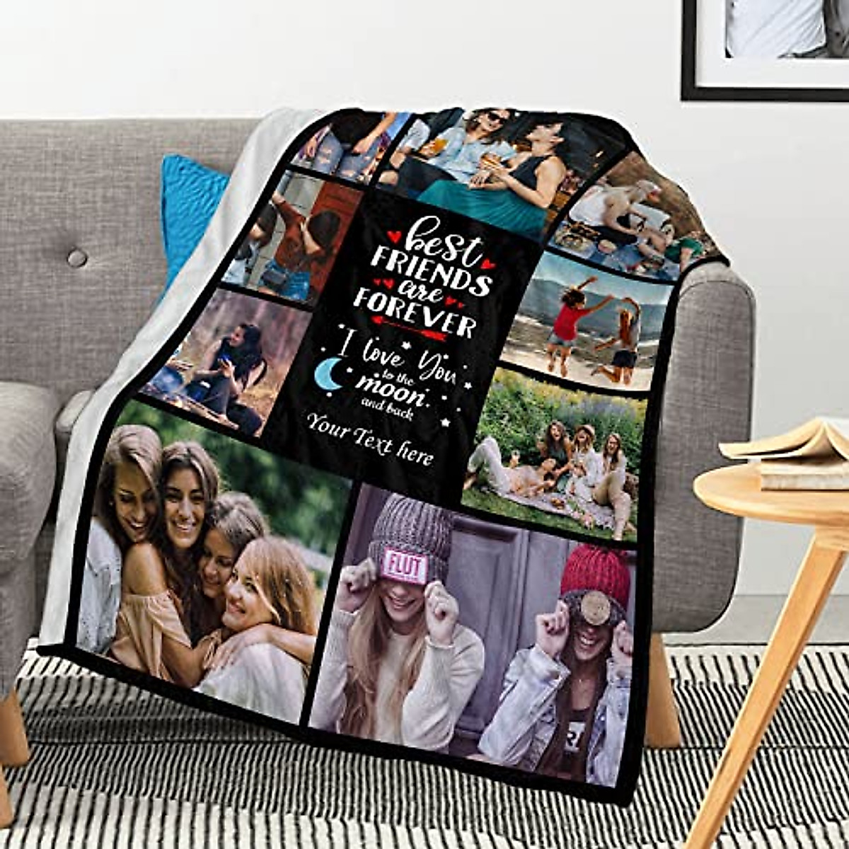 NIWAHO-THROWS MADE Custom Blanket with Photos Collage Throw Blankets 50 x 60 inch Personalized Morther's Day, Customized Family Pictures Blankets