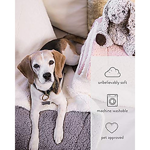 Charcoal Grey & White Sherpa Blanket - Sherpa Throw Blankets, Soft Blanket | Throw Blanket for Couch, Plush Throw Blankets, White Throw Blanket, Fleece Blanket, Fluffy Blanket, 60.5" x 48"