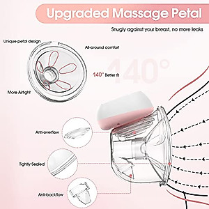 Electric Breast Pump Hands Free, Wearable Breast Pump, 2023 Upgraded 12 Levels 3 Modes & Remote Controller, BPA free Leak-Proof Breastfeeding Pumps, 1200mAH 6-8times Battery & LCD Screen, Pink