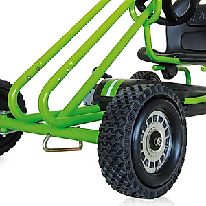 Hauck Lightning - Pedal Go Kart for Kids Ages 4-8, Adjustable Bucket Seat, Plastic Wheels with Rubber Profile, Handbrake for both rear wheels, Ride On Toy for Boys and Girls, Race Green