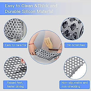 Kitchen Sink Mats, FALALA Sink Protectors for Kitchen Sink, Non-slip Silicone Sink Mats for Bottom of Farmhouse Stainless Steel Porcelain Sink Center Drain (24.8"x 13",Grey)