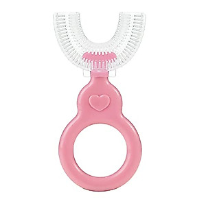 PandaEar 4 Pack U Shaped Toothbrush Kids Toddler with Soft Silicone Brush Head for Age 2-6, 2 Pack Silicone Baby Finger Toothbrush with Travel Storage Case for 3 Months+, 360 ° Whole Mouth Toothbrush