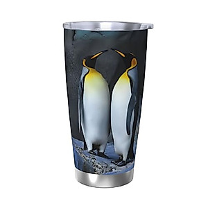 jshmgchw 3d Penguin 20oz Tumbler, Car Cup With Lid And Straw, Spill-Proof, Stainless Steel Double Wall Vacuum Insulated Reusable Coffee Travel Mug, For Cold Drinks, Hot Beverage
