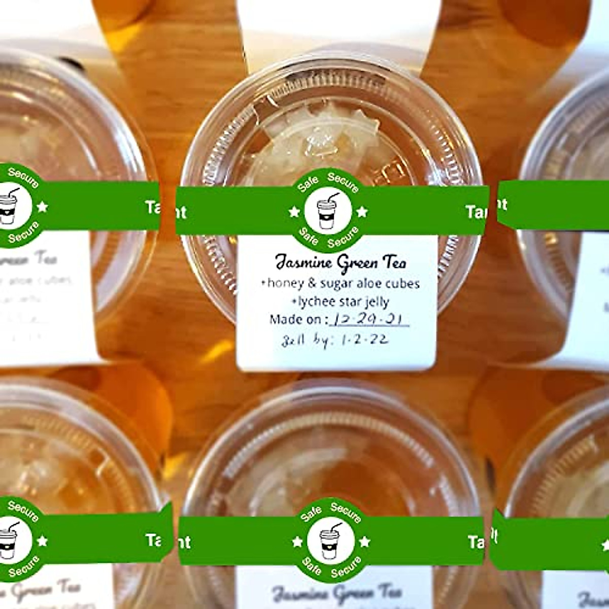 Safe Secure Tamper Evident Seals Stickers for Drink Lids 1"x 9"Tamper Proof Stickers-500Pcs Food Delivery Stickers Sealed for Freshness Labels Drink Food Coffee Milk Tea Ice Cream Safety Seal Stickers