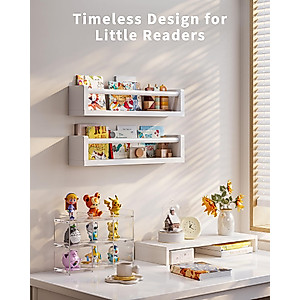 Seocry Nursery Book Shelves, Set of 4 - Kids Wall Bookshelf, Floating Book Shelf for Kids Room, Baby Room, Toddler Bedroom, Playroom & Nursery Decor