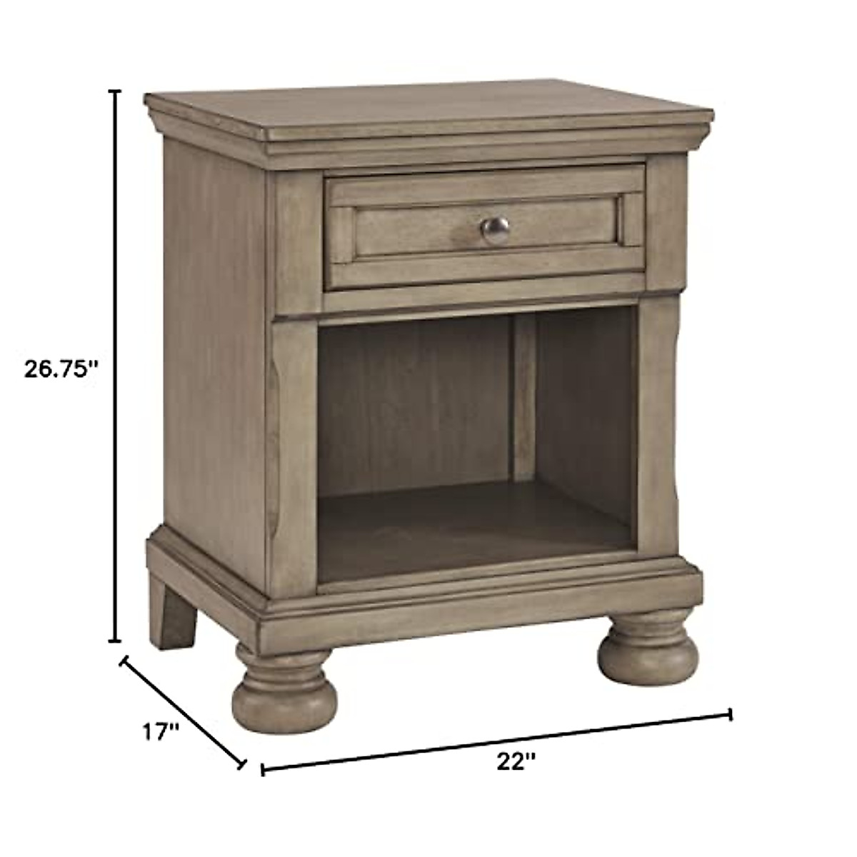 Signature Design by Ashley Lettner Modern Traditional 1 Drawer Nightstand, Light Gray