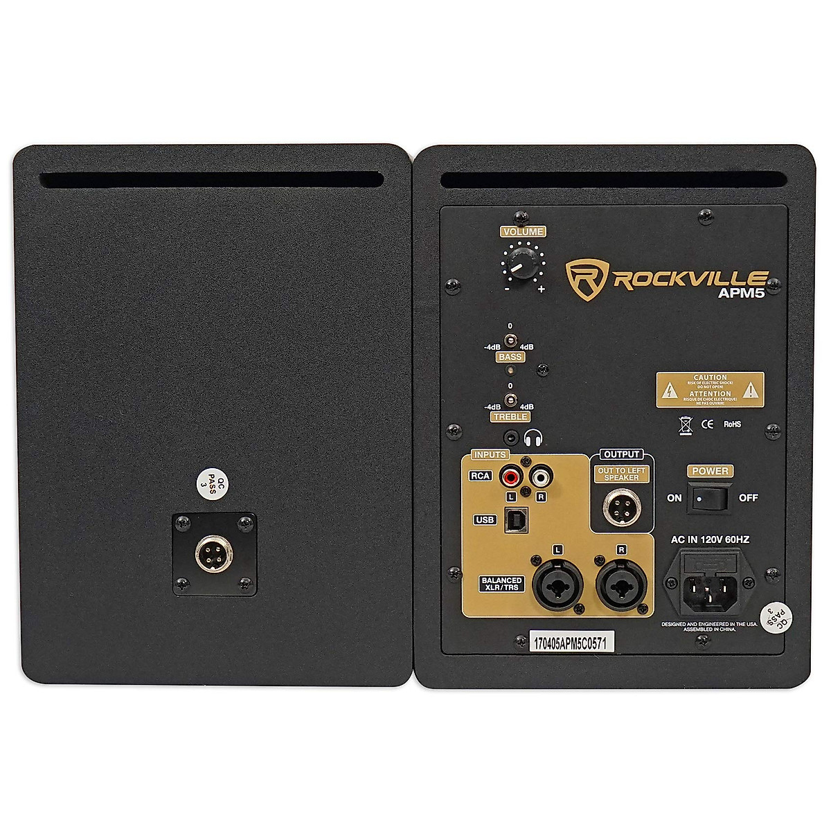 Rockville 5.25" 2-Way 250W Active/Powered USB Studio Monitor Speakers Pair (APM5C)