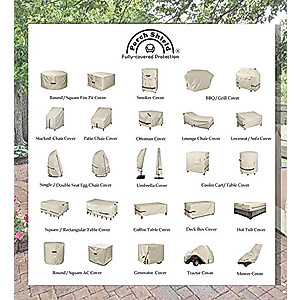 Porch Shield Fire Pit Cover - Waterproof 600D Heavy Duty Round Patio Fire Bowl Cover Beige - 32 inch