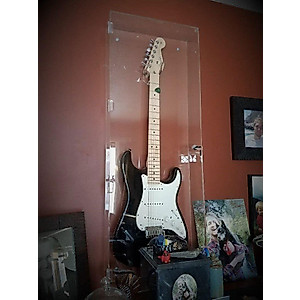 DisplayGifts Electric Guitar Display Case Rack Hanger Holder Wall Mount Cabinet Lockable 98%UV Protection