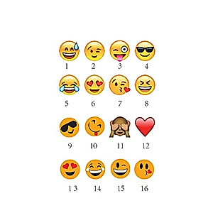 Temporary Emoticon Smiley Face Tattoos - 16 Assorted Emoticon Styles - Fun Gift, Party Favors, Party Toys, Goody Bag Stuffers, Easter Egg Stuffers 2" 144 Pack