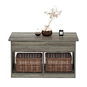 Furinno Jensen Living Room Lift Top Coffee Table with Hidden Compartment, French Oak Grey