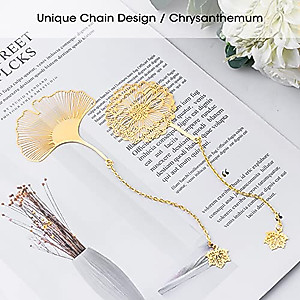 6 Pack Metal Bookmarks with Chain, Lefiocky Bookmark Golden Hollow Art Beautiful Design for Book Lover, Reading Books, Students, Teachers, Man, Woman, Kids
