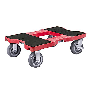 SNAP-LOC 1800 LB Super-Duty Dolly RED (USA!) with Steel Frame, 6 inch Casters and Optional E-Strap Attachment