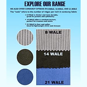 Corduroy Fabric 21 Wale Apparel 140-150GSM Solid Color by Continuous Yard 58" W 100% Cotton-Egyptian Yarn Stripe Texture Soft & Lightweight Baby Blanket Blouses Shirts Rompers Sweater Canary Yellow