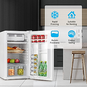 3.2 Cu. Ft Mini Refrigerator Small Drink Food Storage Machine Compact Refrigerator for Dorm, Garage, Camper, Basement or Office, Single Door Mini Fridge, White