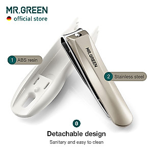 MR.GREEN Nail Clippers Anti Splash Fingernail Cutter Stainless Steel Manicure Tools Nail Scissors Detachable Design Nail Trimmer (Medium)