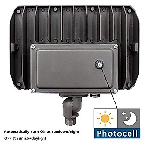 2Pack Dusk to Dawn Outdoor 100W LED Flood Light with Knuckle (Plate Included), 14000LM 1000W Equiv., 100-277V 5000K, ETL Commercial Waterproof LED Floodlight Fixture, Security Lighting for Parking Lot