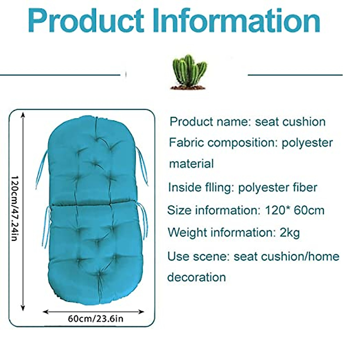 Swivel Rocker Chair Cushion 120x60cm, Washable & UV-Resistant Rocking Replacement Chair Pads, Cushion Mat for Recliner Rocking Rattan Chair Garden Seat Cushion Sofa Tatami Mat, No Chair