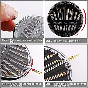 30/60Pack Premium Sewing Needles for Hand Sewing Repair, 6 Sizes Assorted Needles with 2 Threaders, Sewing Needles for Handsewing, Large Eye Stitching Needles, Embroidery Needles, Sewing Sharp Needles
