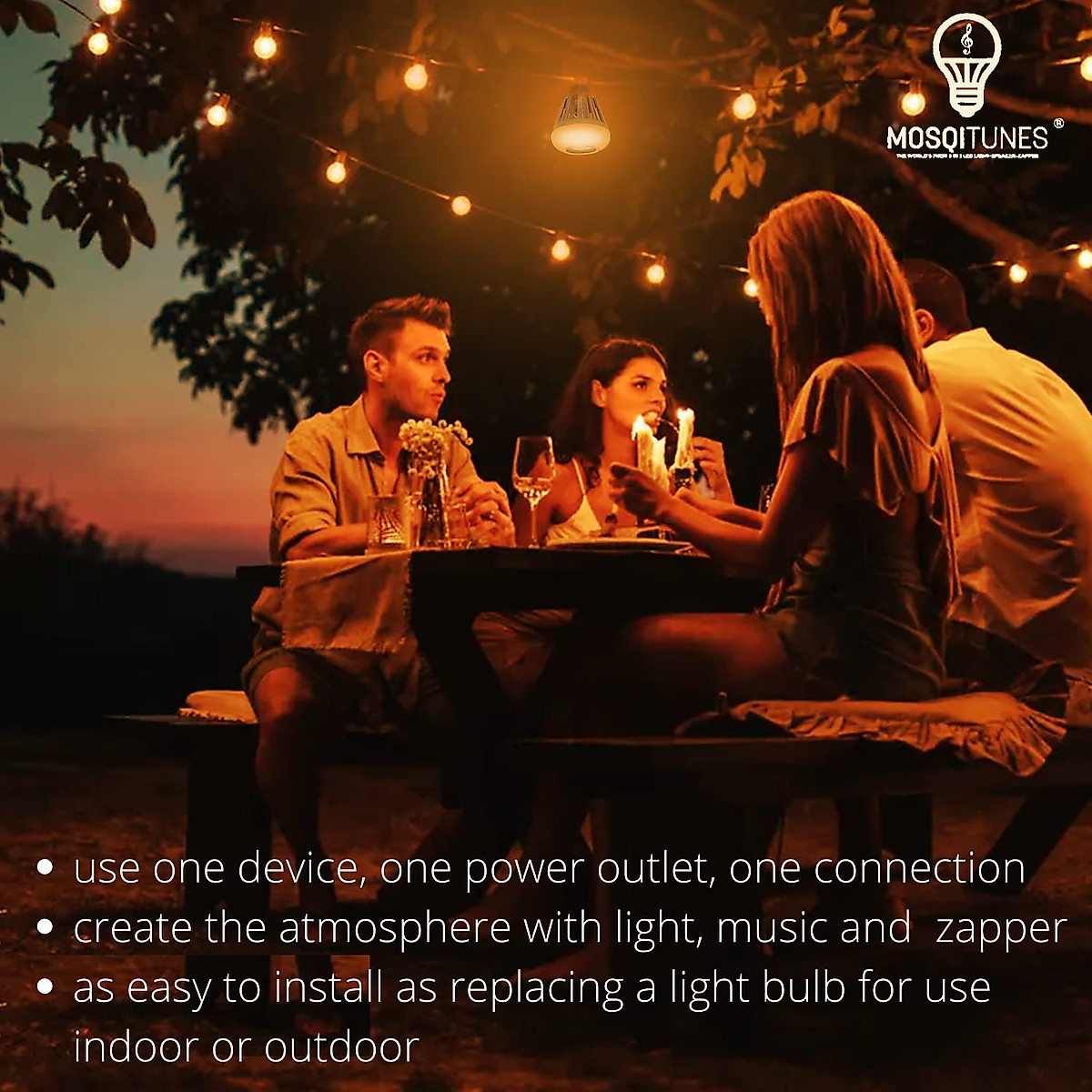 MOSQITUNES Outdoor Bug Zapper, LED Light Indoor Repellant Bluetooth Speaker with Light, Electric Mosquito Zapper lamp Outdoor Electric Fly Mosquito lamp Bug Light Bug Light Satisfying LED