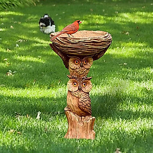 EDMISU 8” Bird Bath Feeder for Outdoors Resin Bird Feeder and Birdbath Bowls for Patio Lawn Garden Wild Bird Feeder Bath Small Garden Status Yard Decorations
