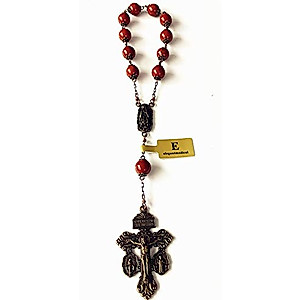 elegantmedical car rosary Carnelian Beads Catholic Prayer one decade rosary bracelet Bronze Pardon cross Gift