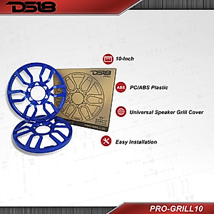 DS18 PRO-GRILL10 Speaker Cover - 10-Inch Car Audio Plastic Universal Speaker Grill Cover, Cover and Protect Your Speakers - Silver - Set of 2