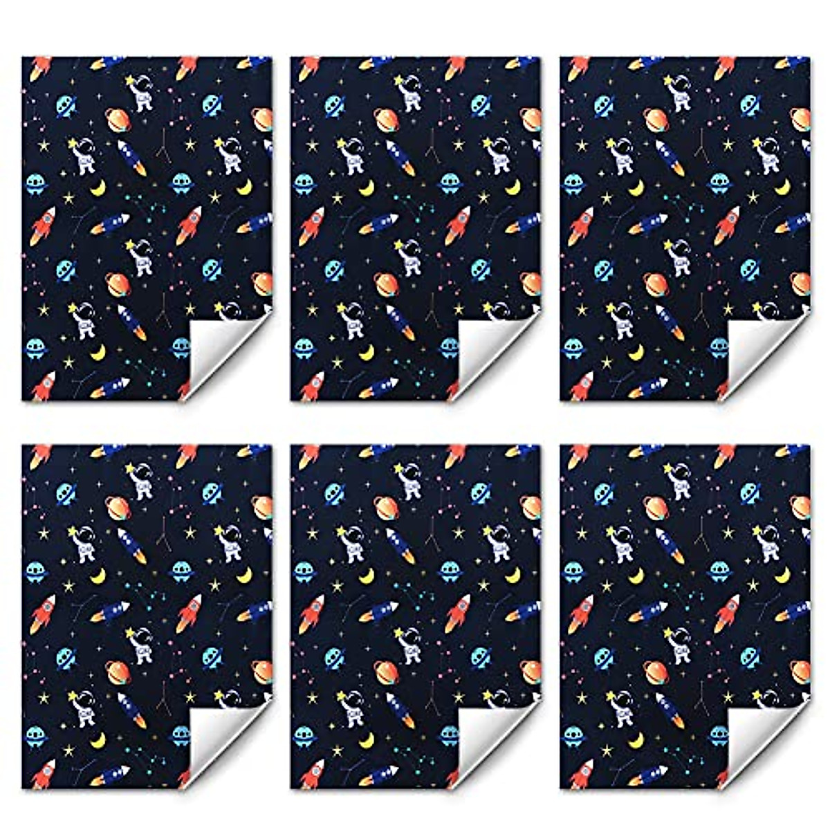 Geluode Birthday Wrapping Paper for Kids Boys Girls Space Lover, Outer Space Wrapping Paper for Birthday Baby Shower Kindergarten Party, 6 Sheets Folded Flat 20x28 Inches Per Sheet